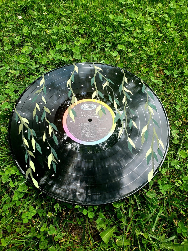 Vines Painted on Upcycled Vinyl Record Record Art Upcycled - Etsy