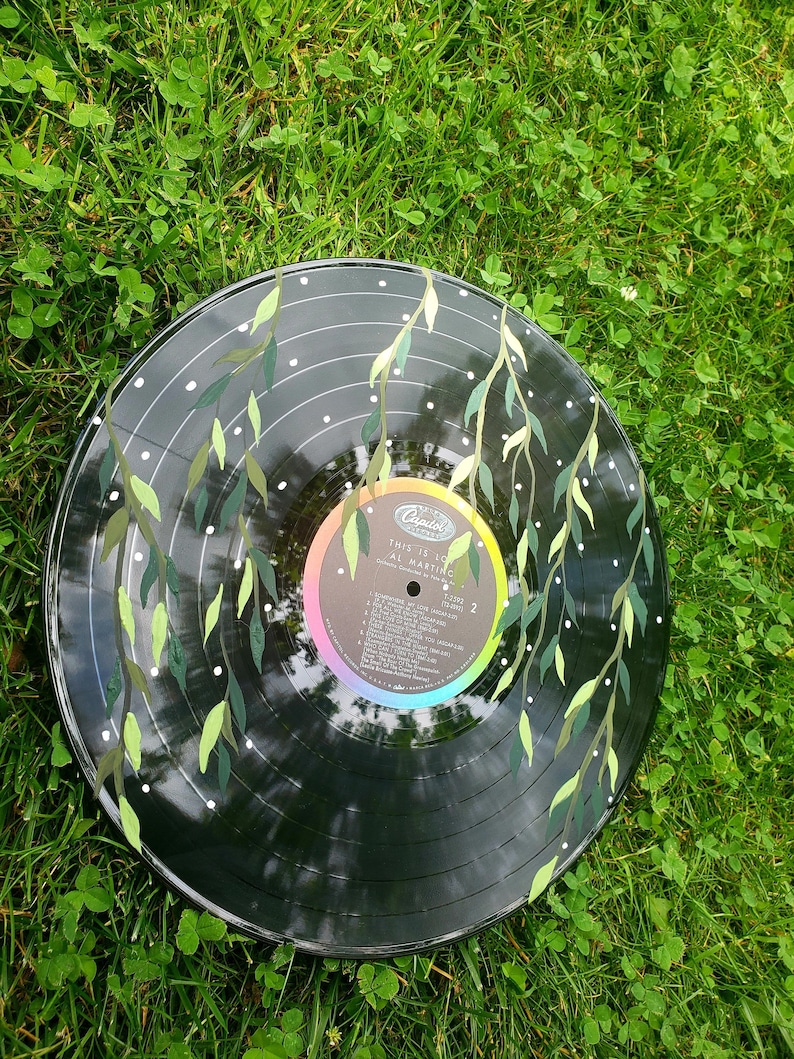 Vines Painted on Upcycled Vinyl Record Record Art Upcycled - Etsy