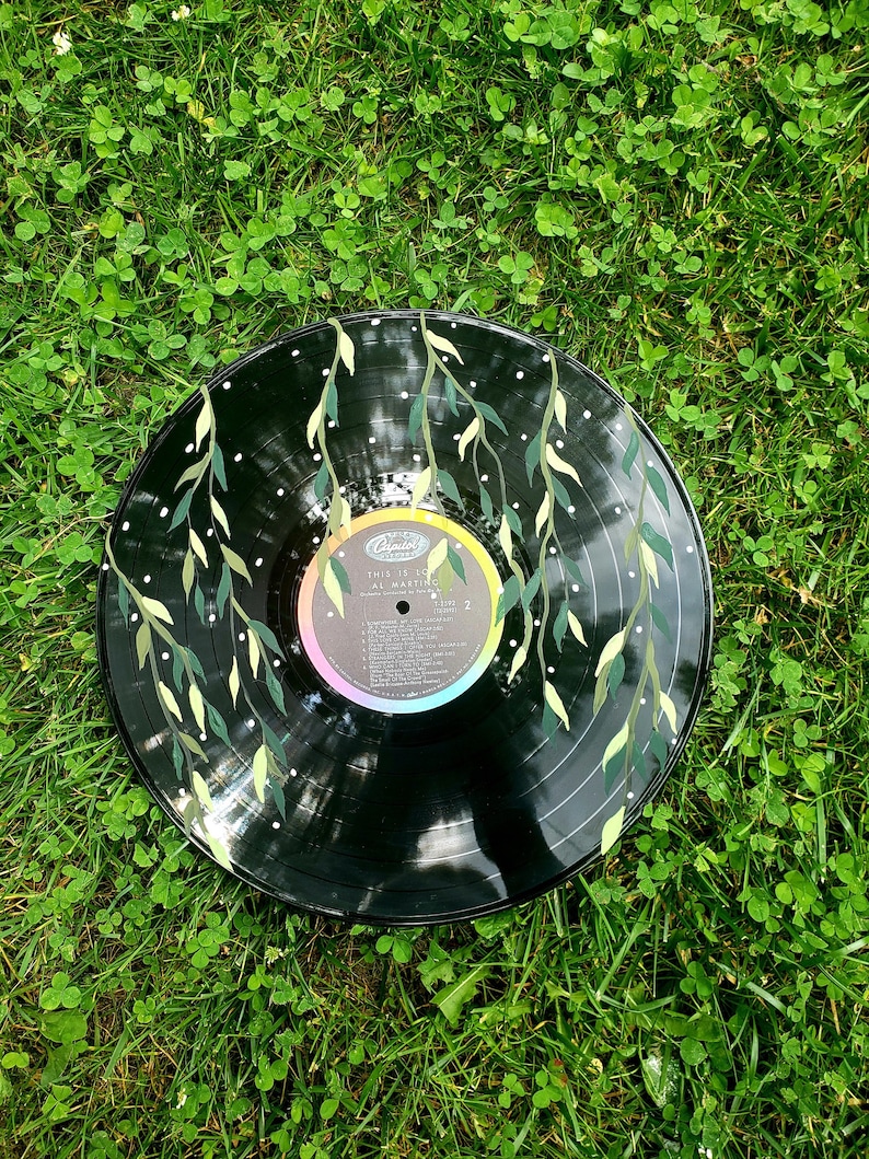 Vines Painted on Upcycled Vinyl Record Record Art Upcycled - Etsy