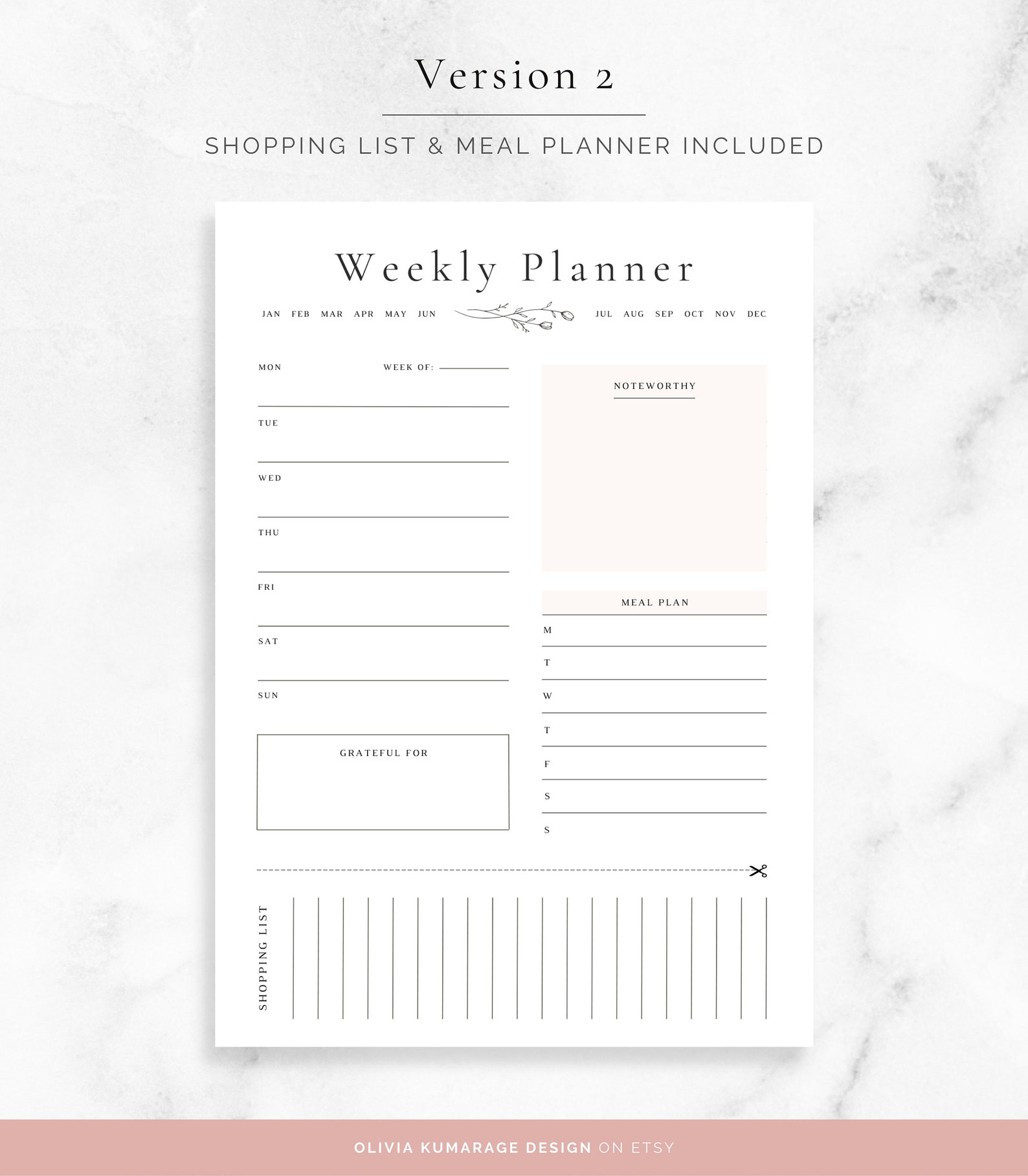 Weekly Planner Printable Minimalist Floral Daily Schedule, Study ...