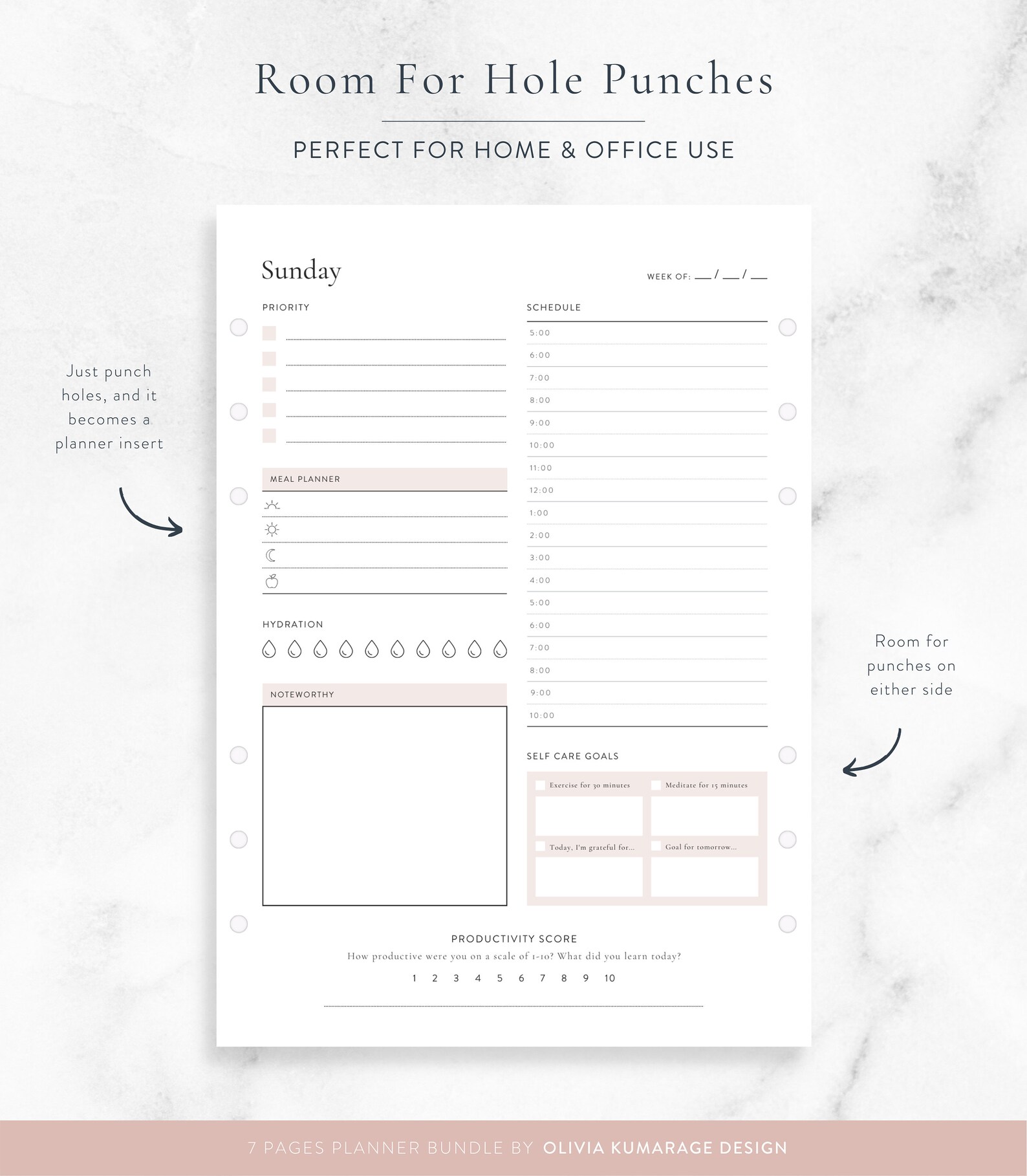 7 Day Planner Printable Minimalist Daily to Do List, Weekly Planner ...