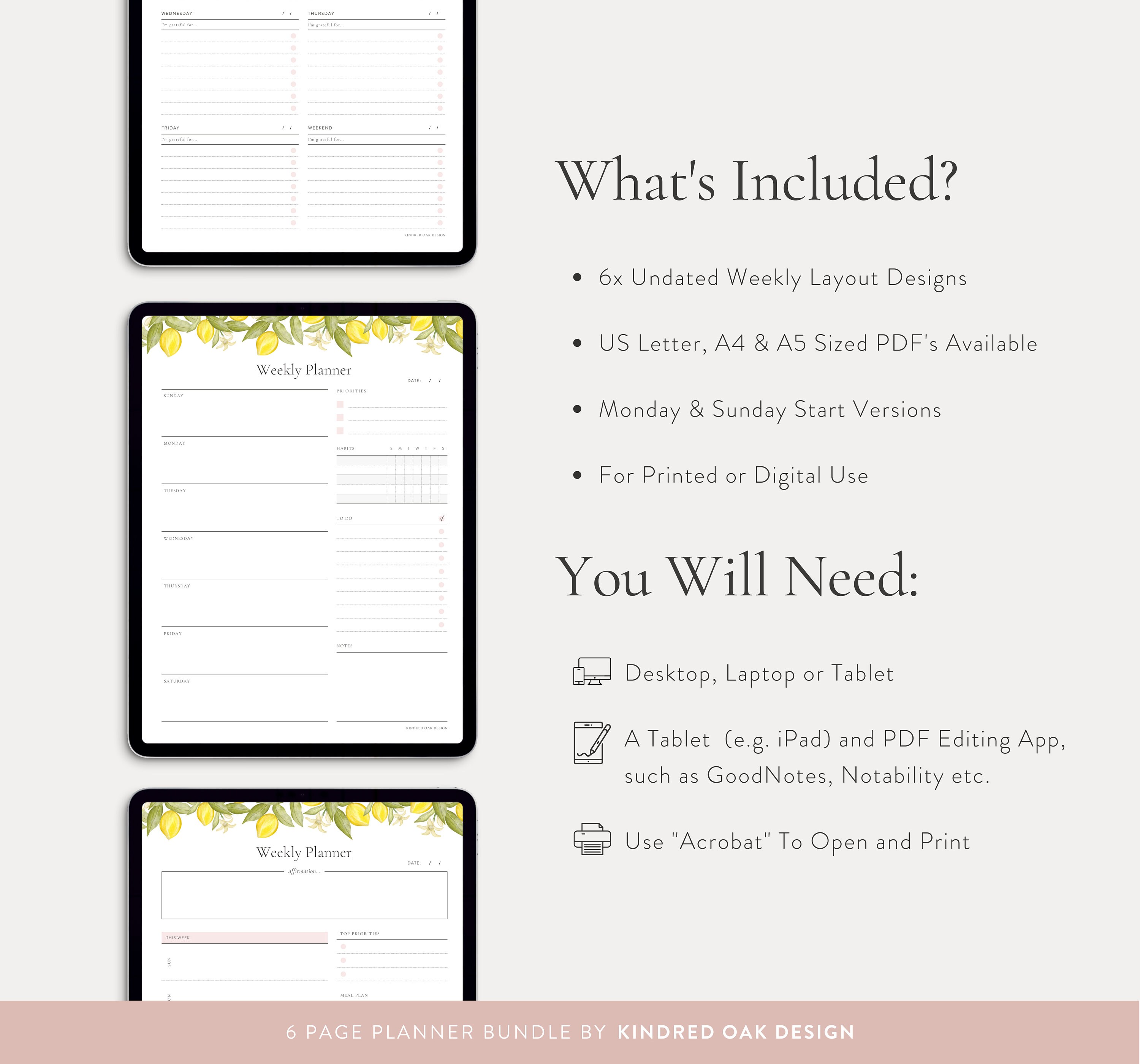 Weekly Planner Printable Weekly Schedule Habit Tracker - Etsy Australia