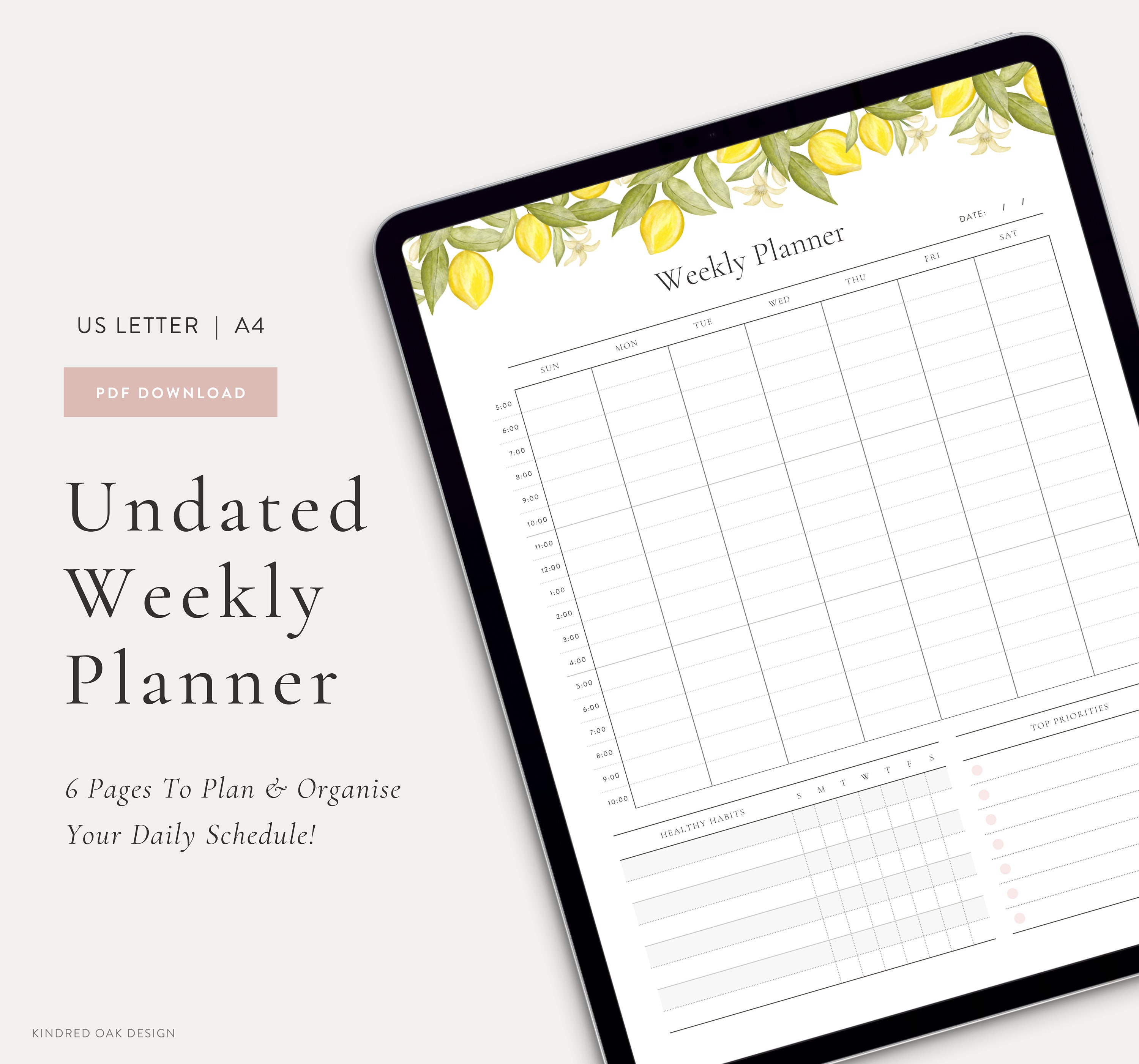 Weekly Planner Printable Weekly Schedule Habit Tracker - Etsy Australia