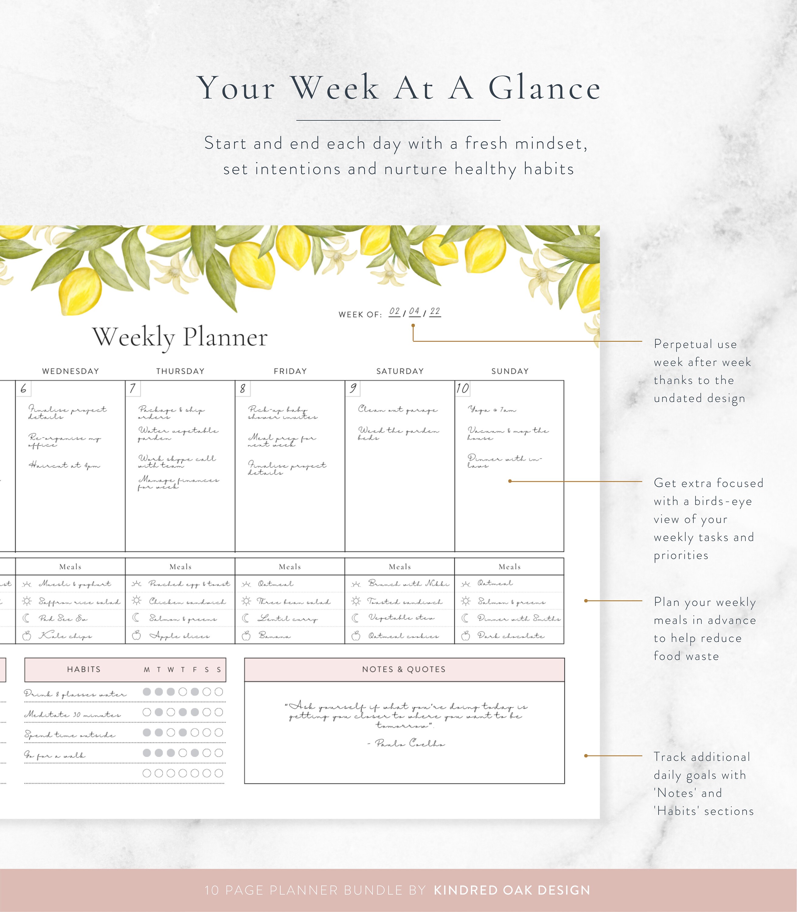 Undated Weekly Planner Printable Weekly Schedule Habit - Etsy