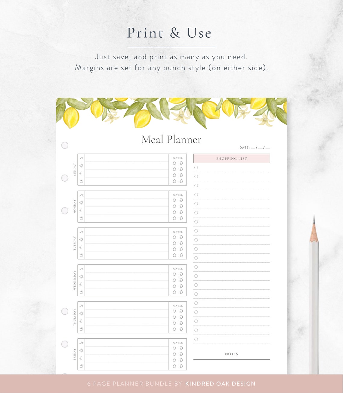 Weekly Meal Planner Printable | Daily Food Journal, Meal Prep Planner ...