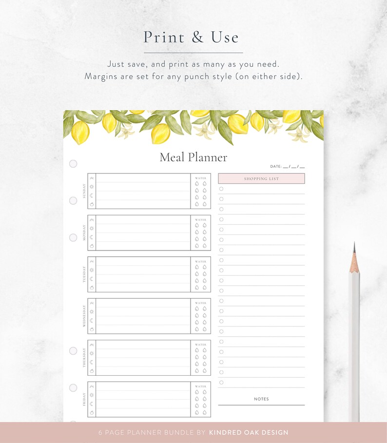 Weekly Meal Planner Printable Daily Food Journal, Meal Prep Planner ...
