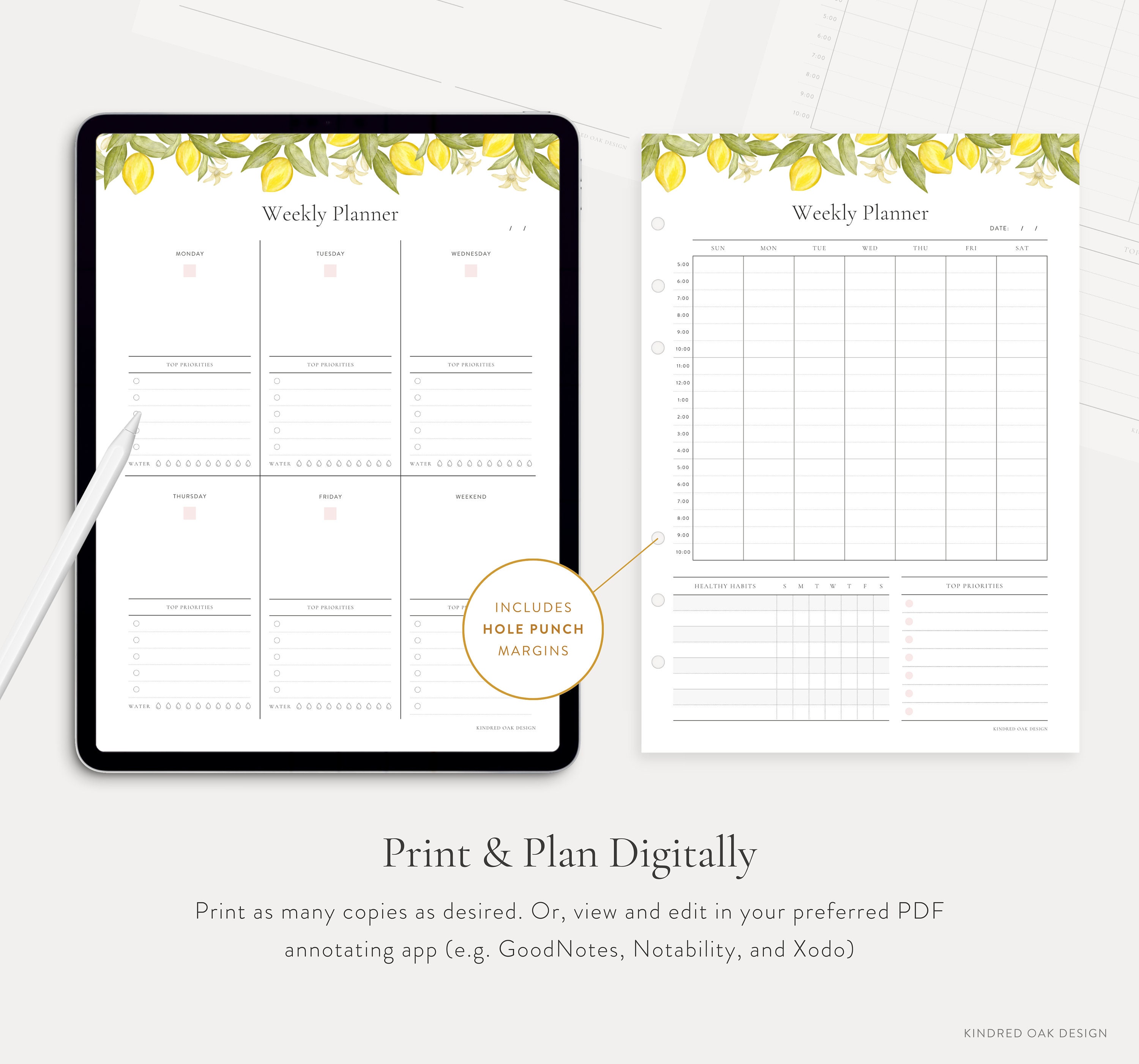 Weekly Planner Printable Weekly Schedule Habit Tracker - Etsy Australia