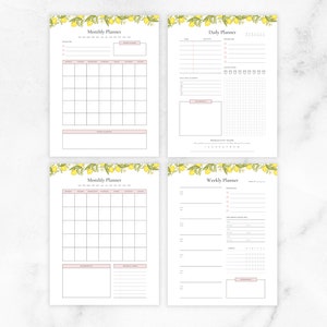 Undated Planner Bundle | Lemon Daily Journal, Printable Study Template ...