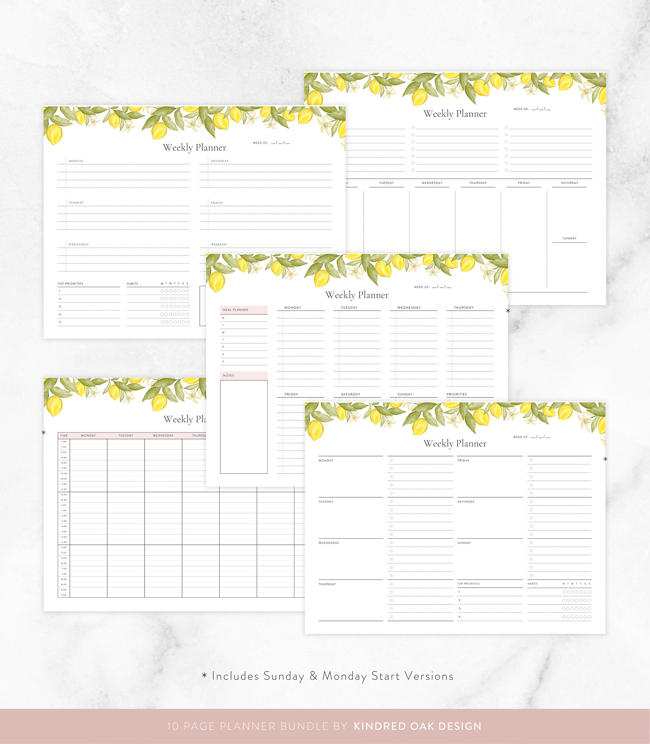 Undated Weekly Planner Printable Weekly Schedule Habit - Etsy