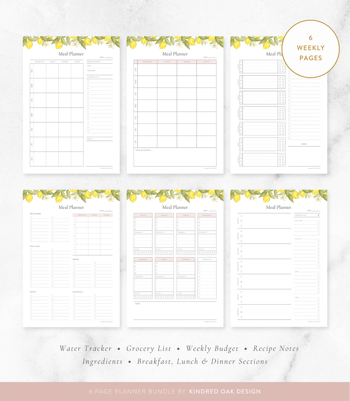 Weekly Meal Planner Printable Daily Food Journal, Meal Prep Planner ...