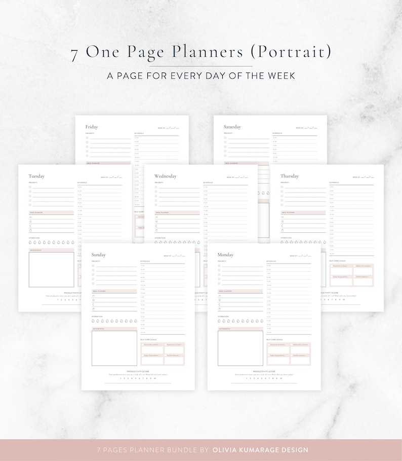7 Day Planner Printable Minimalist Daily to Do List, Weekly Planner ...