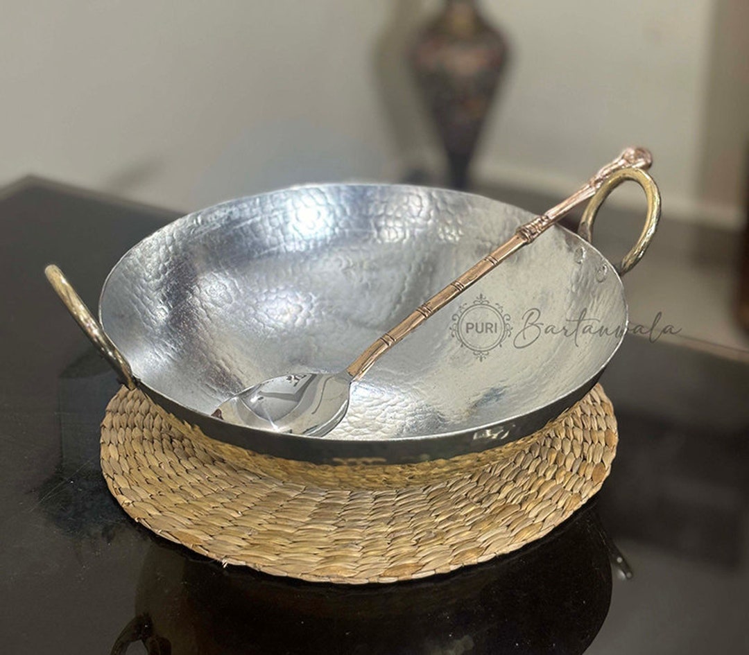 Brass/pital Kadai for Cooking 12 Inch With Tin/ Kalai Plating Inside ...
