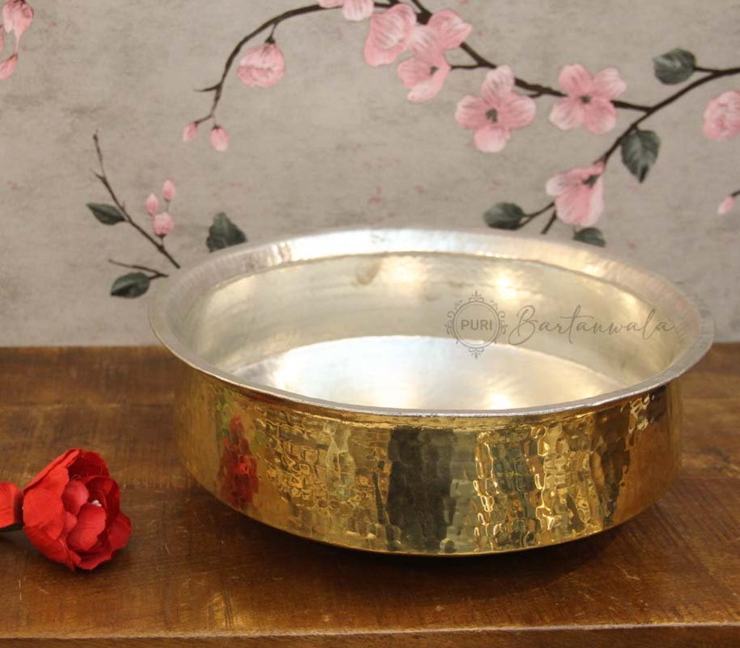 Brass/pital Lagan for Cooking 14 Inch With Lid and Tin/ Kalai Plating ...