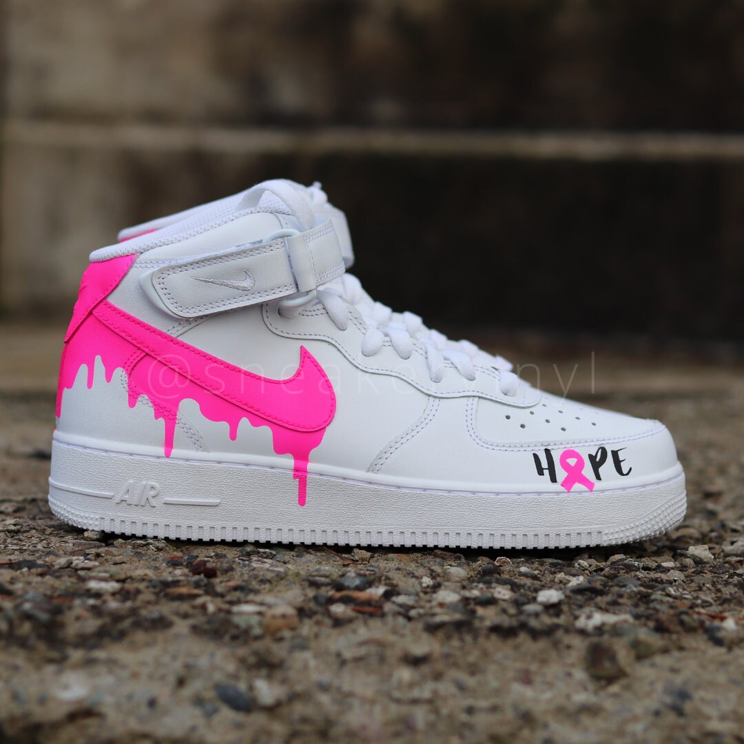 Nike Air Force 1 Mid hope Breast Cancer Awareness Drip Custom NWT - Etsy