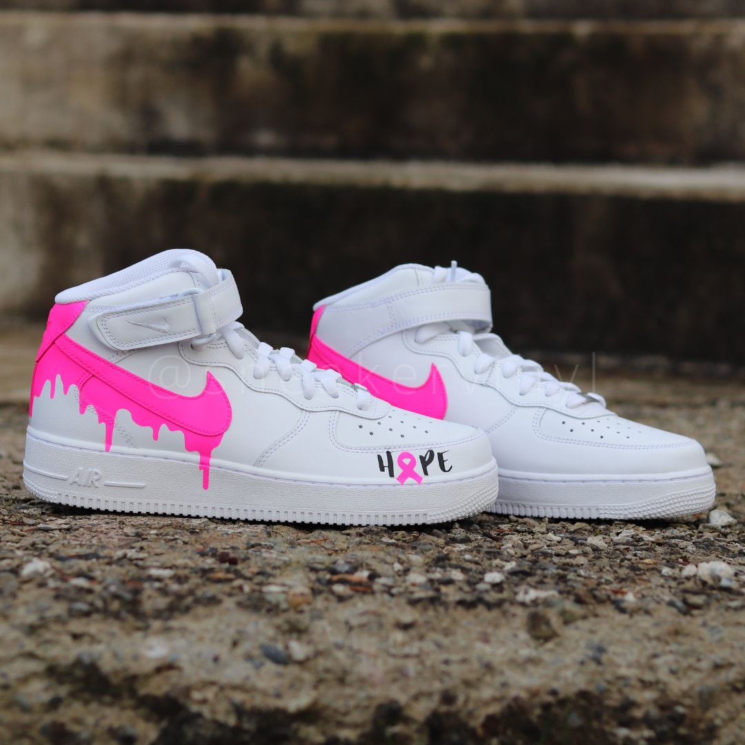 Nike Air Force 1 Mid hope Breast Cancer Awareness Drip Custom NWT - Etsy