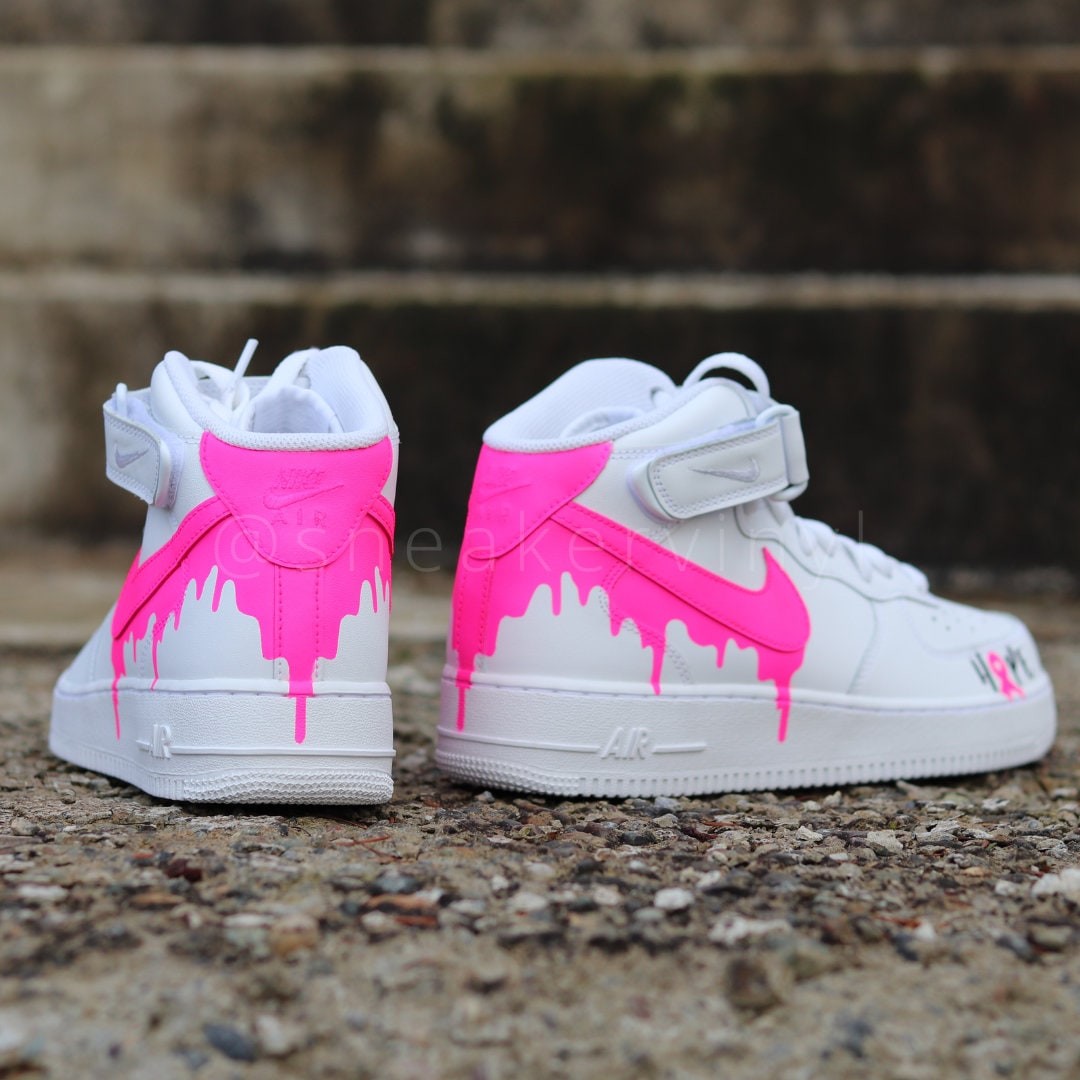 Nike Air Force 1 Mid hope Breast Cancer Awareness Drip Custom NWT - Etsy