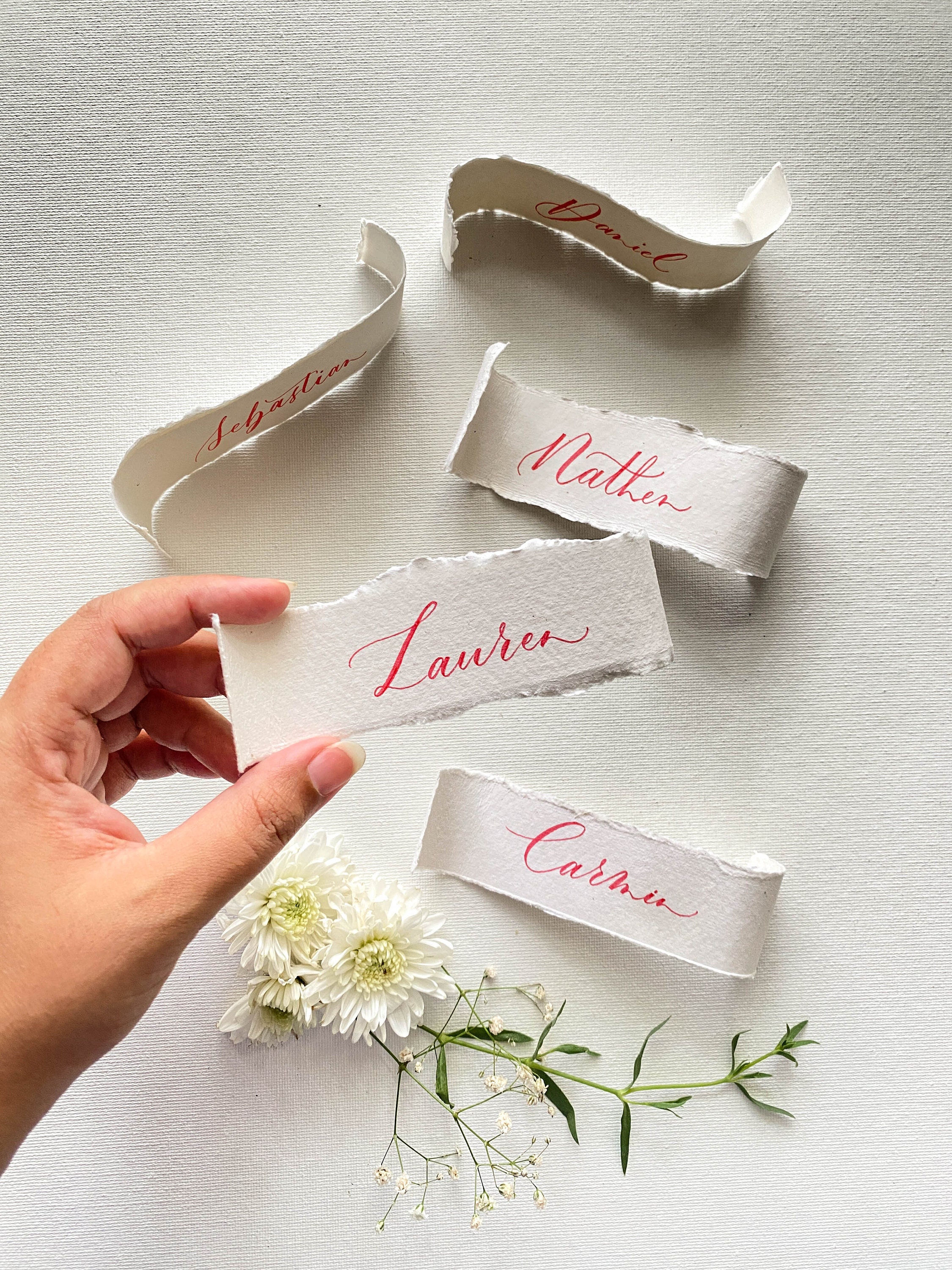Hand Torn Scroll Name Place Cards Wedding Seating Cards - Etsy