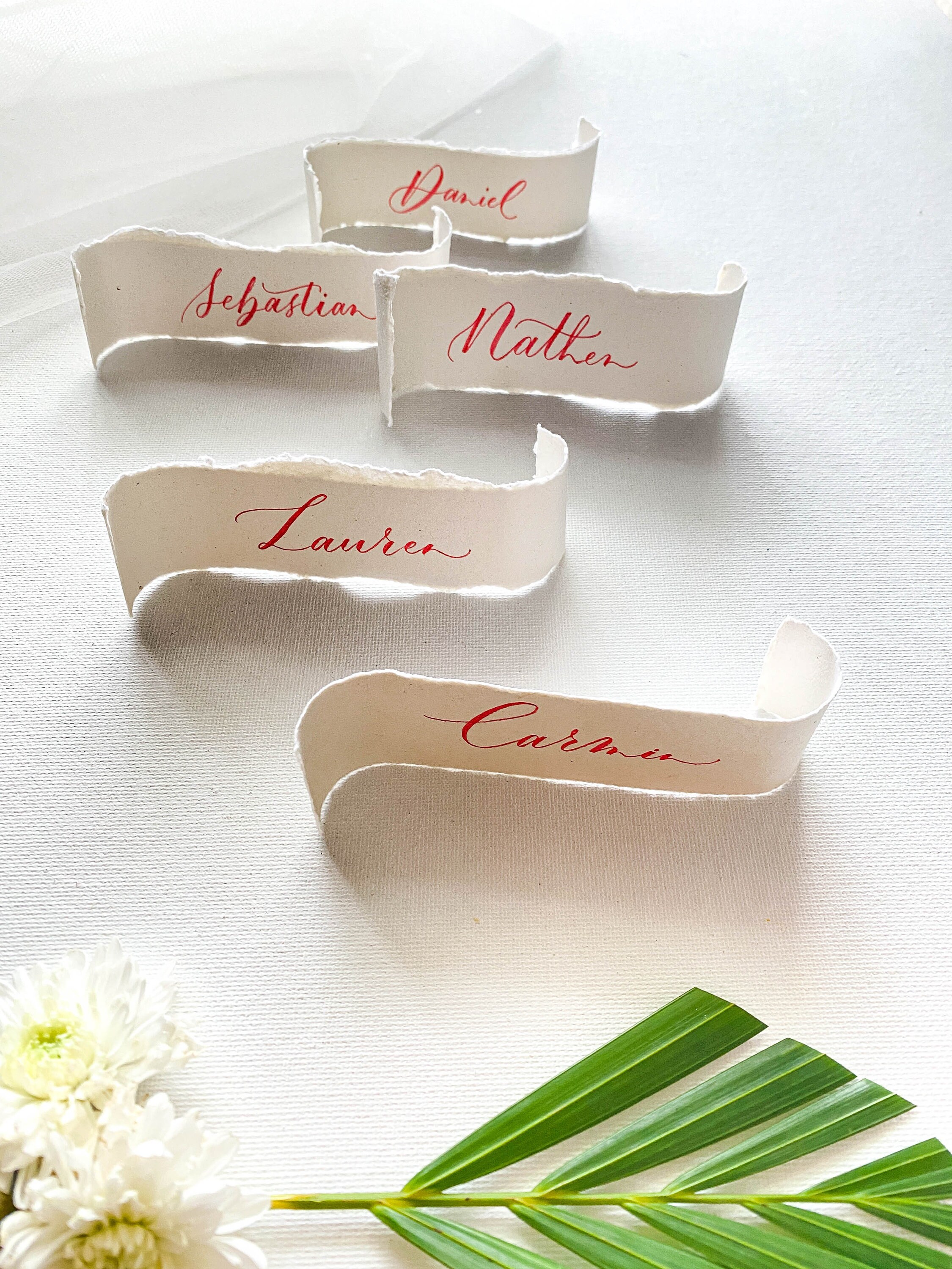 Hand Torn Scroll Name Place Cards Wedding Seating Cards - Etsy