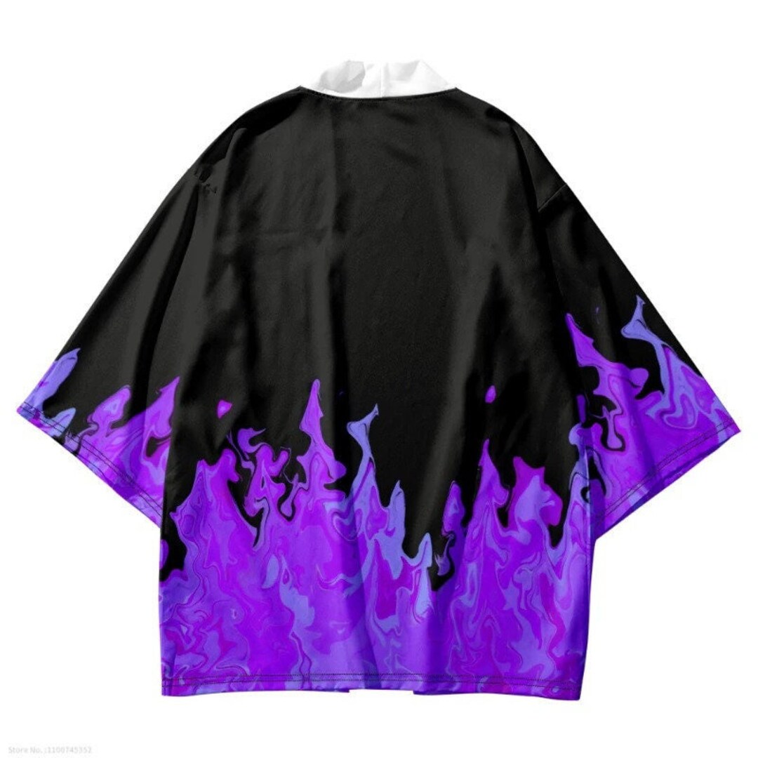 Fire Flame Print Kimono Japanese Yukata Haori Robe Rave Plur - Etsy