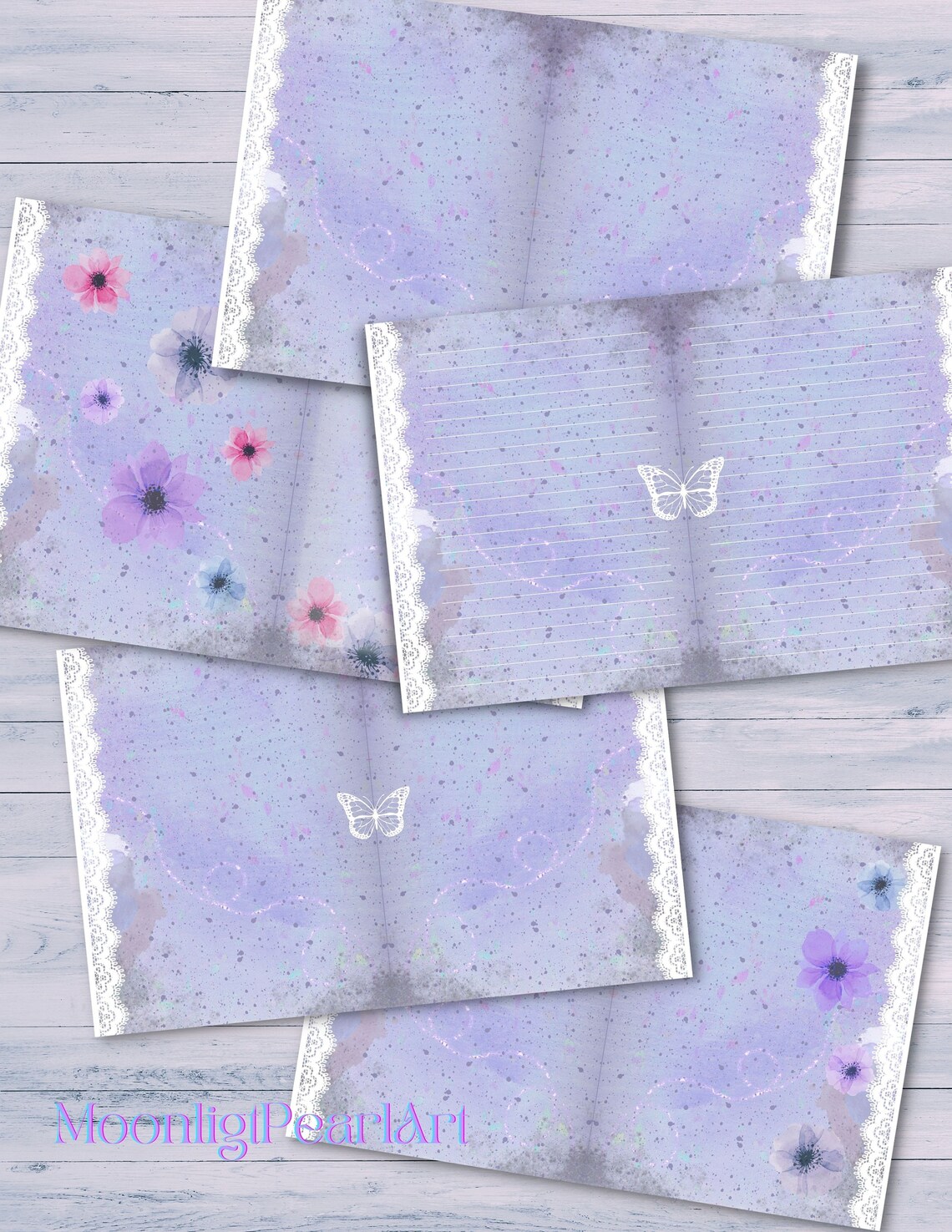 Floral Printable Journal Pages, Journaling Kit, Digital Floral Collage ...