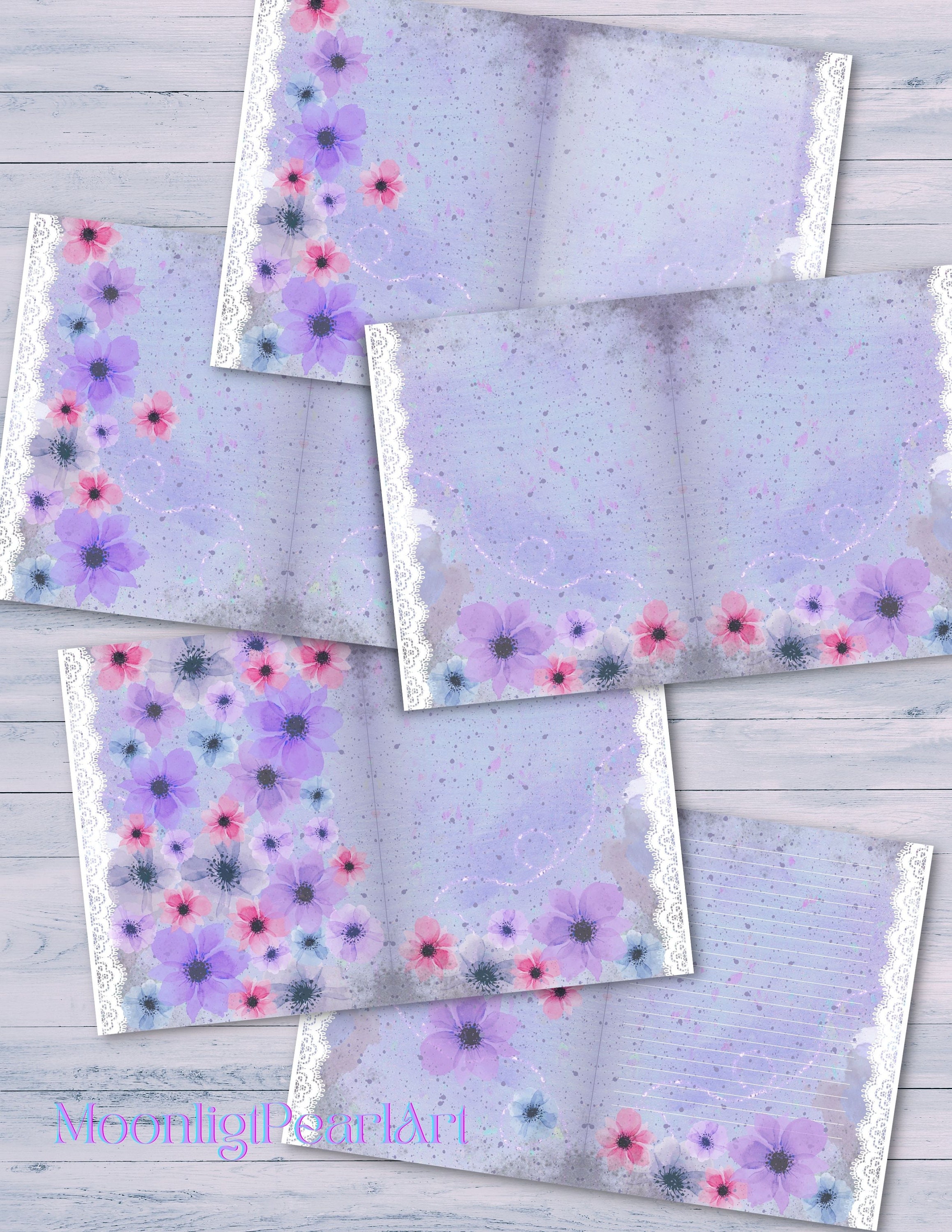 Floral Printable Journal Pages, Journaling Kit, Digital Floral Collage ...
