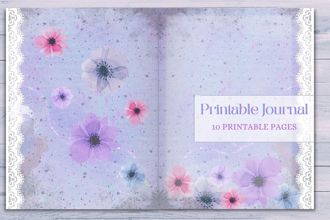 Floral Printable Journal Pages, Journaling Kit, Digital Floral Collage ...