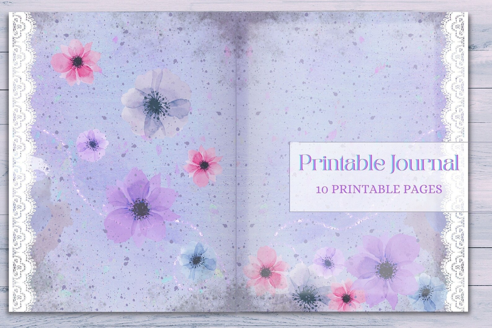 Floral Printable Journal Pages, Journaling Kit, Digital Floral Collage ...