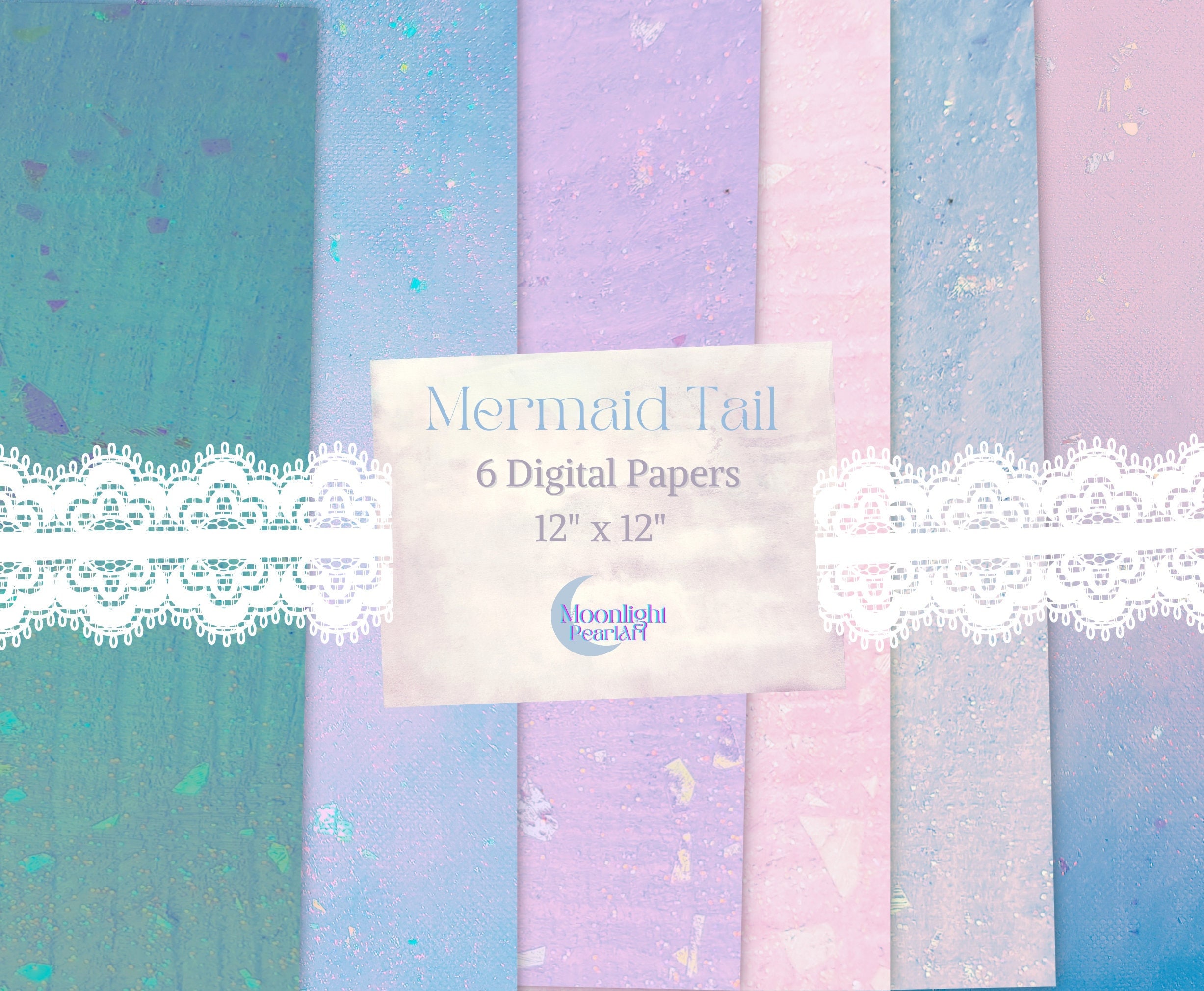 Mermaid Tail Digital Paper Pack | Decorative Paper | Junk Journal ...