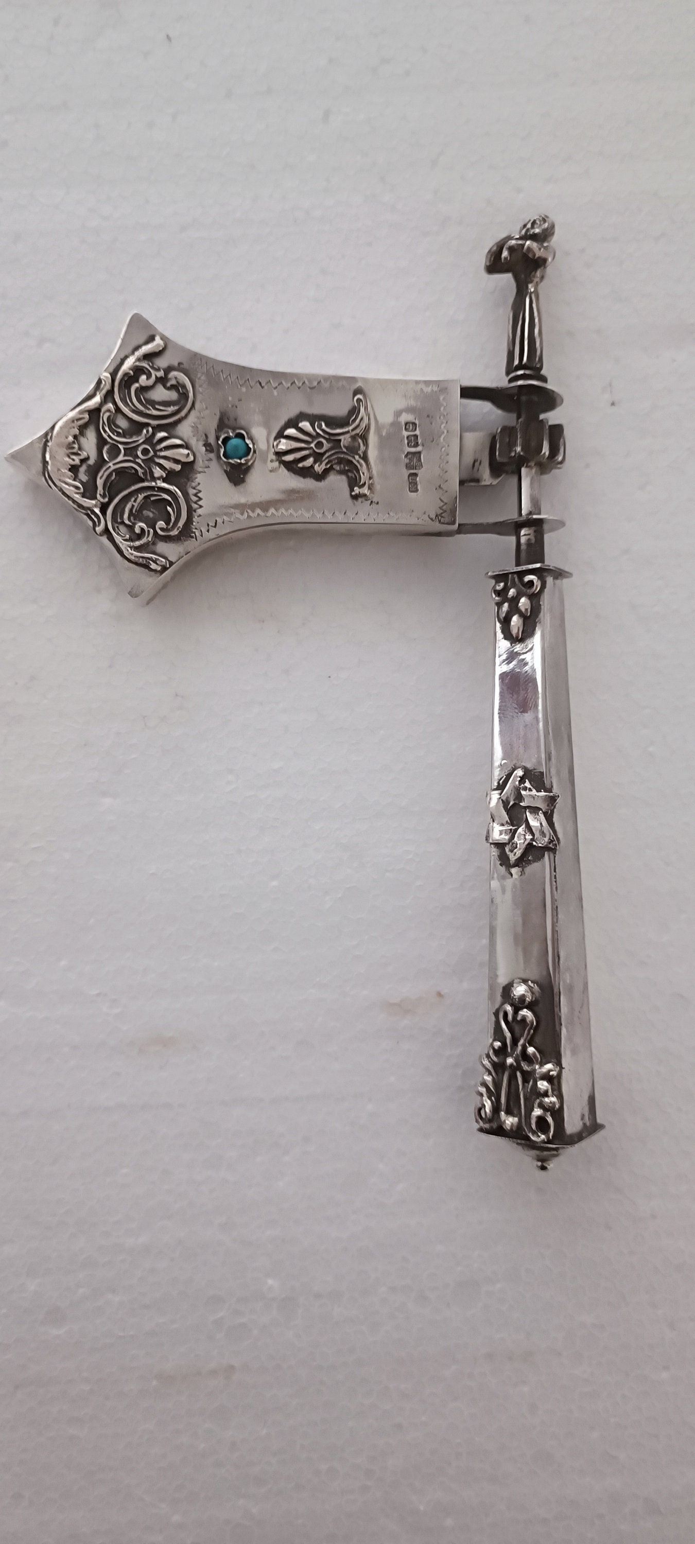 Antique Russian Silver Judaica Purim Gragger Grogger Rattler Noisemaker ...