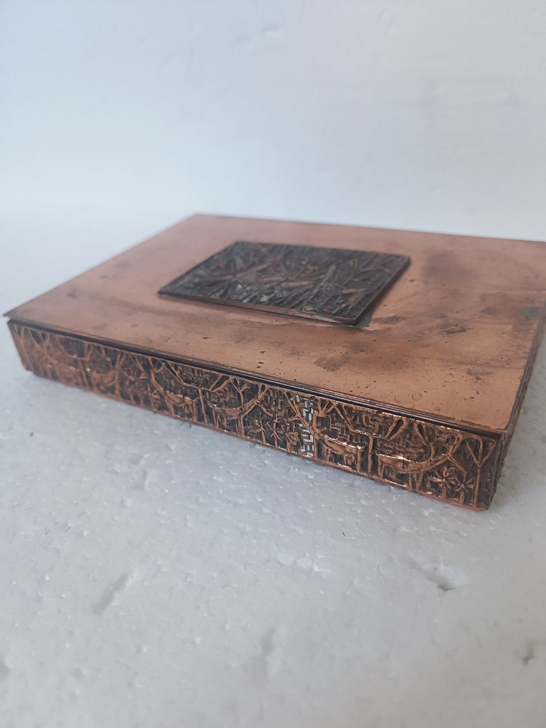 Retro Midcentury Modern Vintage Design Box With Giraffes Copper Enamel ...