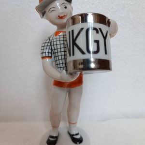 Retro Midcentury Porcelain Boy With Can Advertisement Hollohàza - Etsy