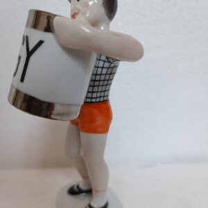 Retro Midcentury Porcelain Boy With Can Advertisement Hollohàza - Etsy