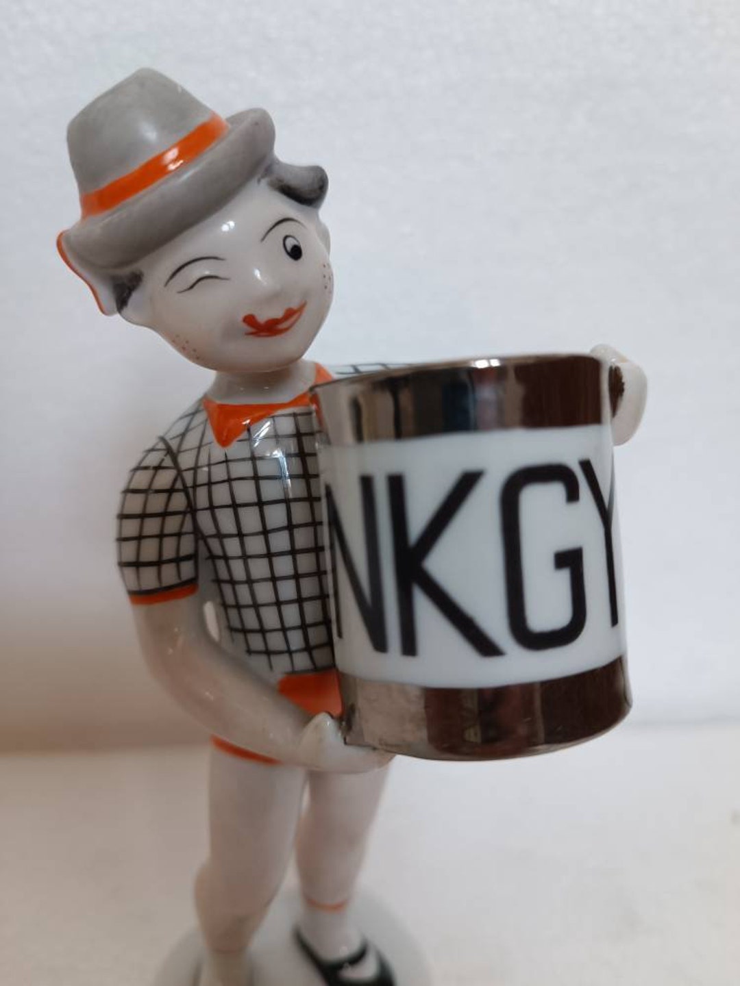 Retro Midcentury Porcelain Boy With Can Advertisement Hollohàza - Etsy
