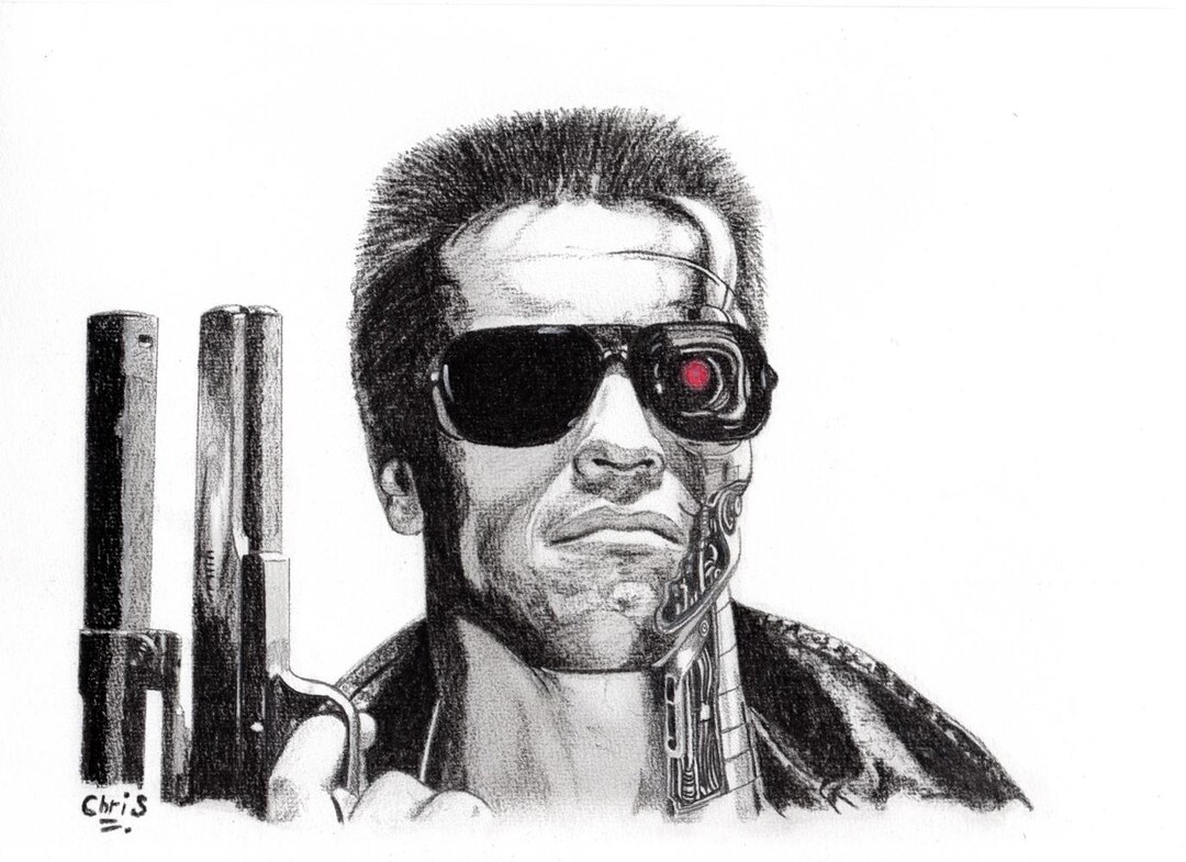 TERMINATOR - A4 - Reproduction of My Charcoal Drawing - NOT Framed - Etsy