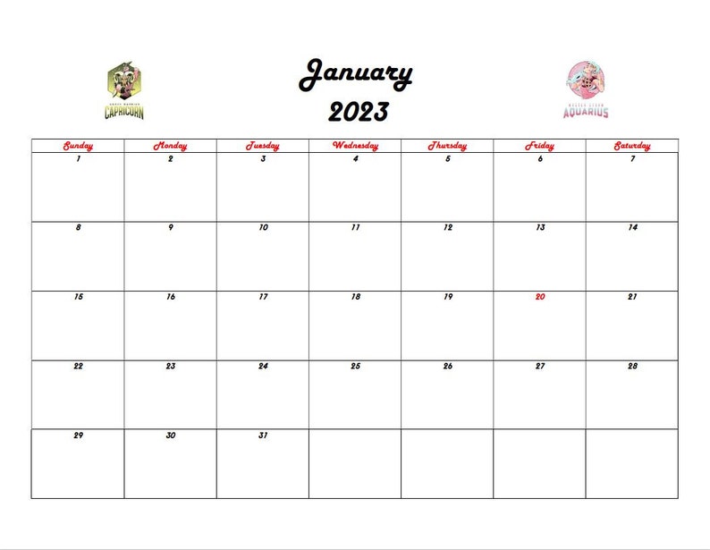 Printable Monthly Zodiac Calendars - Etsy