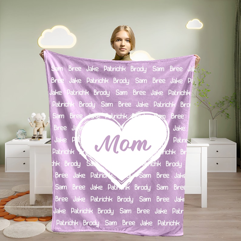 Personalized Mom Blanket, Custom Name Throw Blanket, Gift for Grandma ...