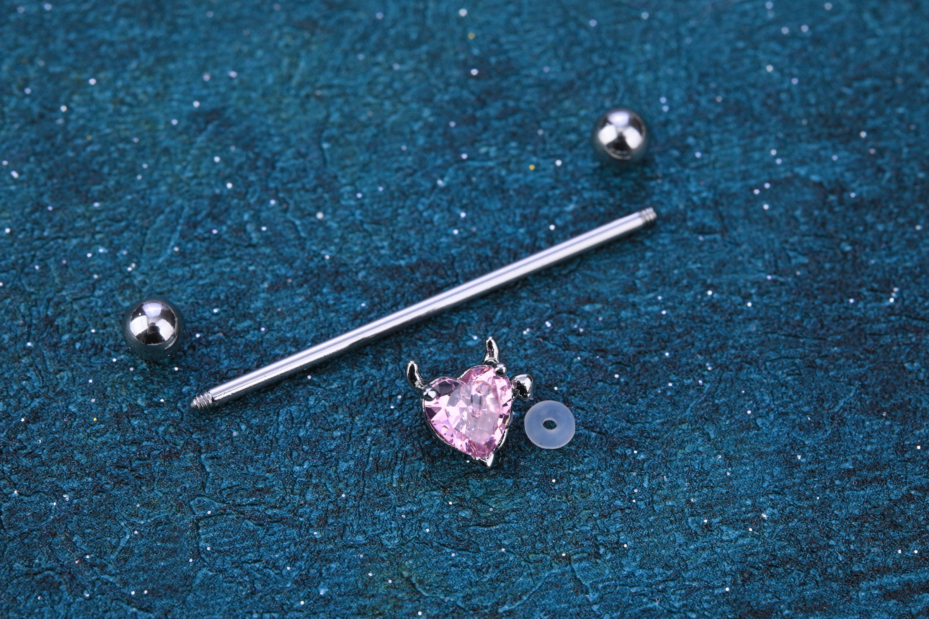 WOMEN INDUSTRIAL BARBELL Heart Shape Industrial Barbell, Barbell Ear Piercing, Cute Industrial ...