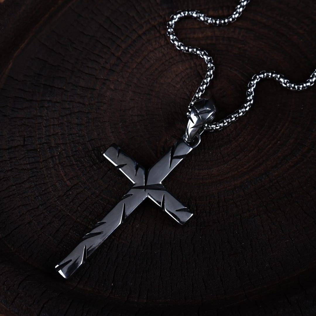 Men's Titanium Steel Cross Necklace - Durable Pendant Jewelry - Etsy