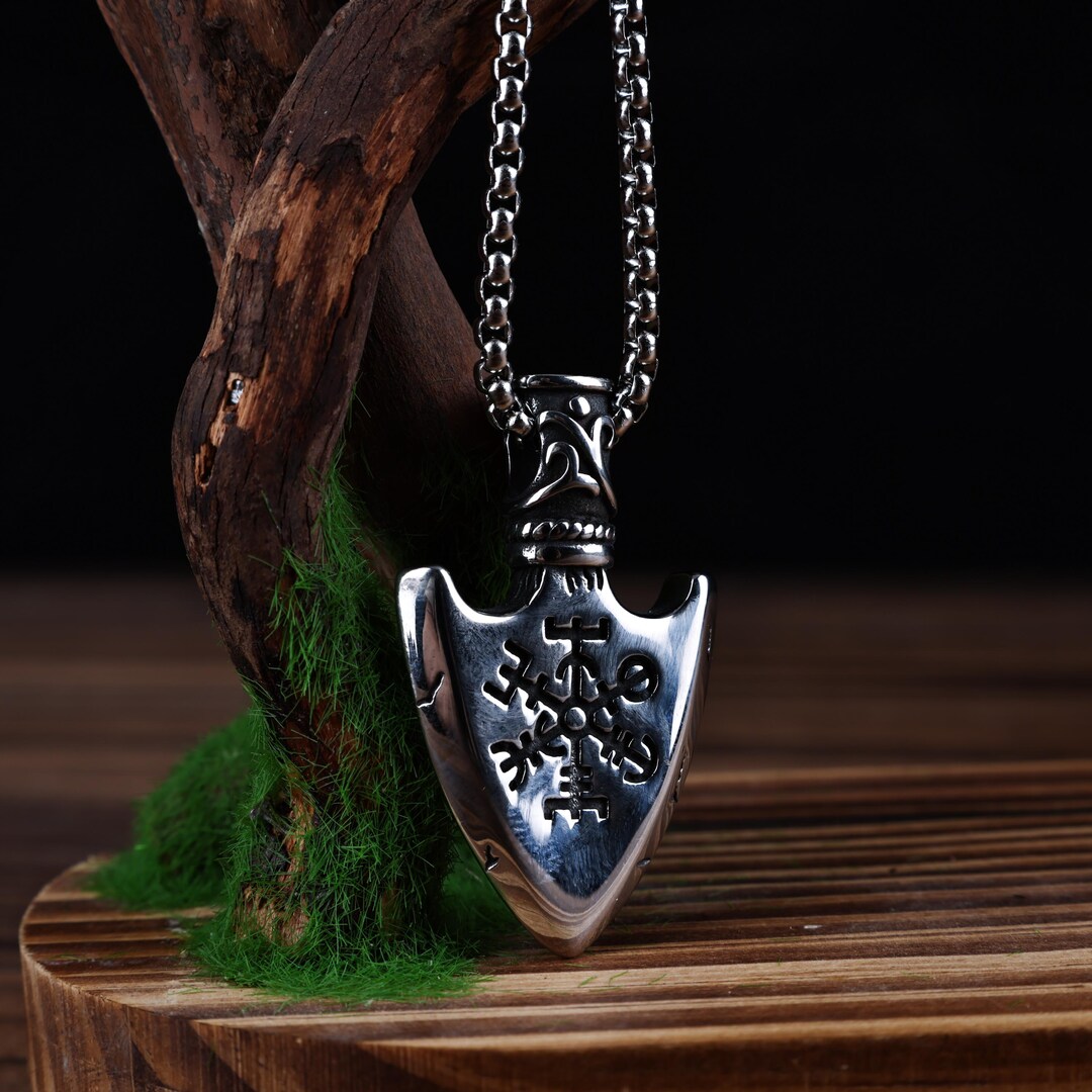 Vintage Double-sided Viking Pirate Amulet Shield Pendant - Punk Charm ...