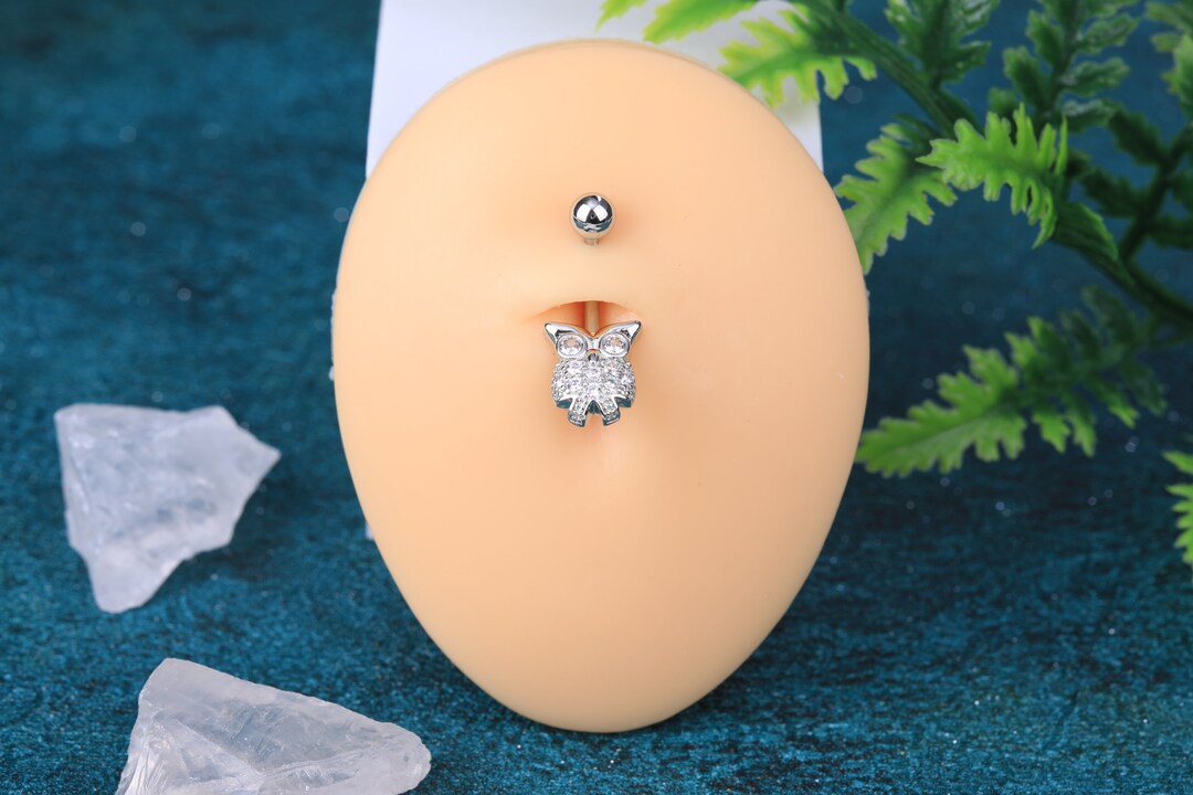BELLY BUTTON RING - Owl Belly Button Ring, Women Belly Ring, Jeweler Belly Piercing, Animal ...