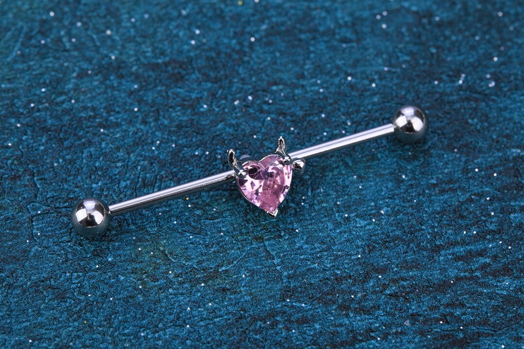 WOMEN INDUSTRIAL BARBELL - Heart Shape Industrial Barbell, Barbell Ear ...