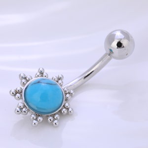 BELLY BUTTON RING - Turquoise Belly Piercing, Butterfly Navel Ring ...