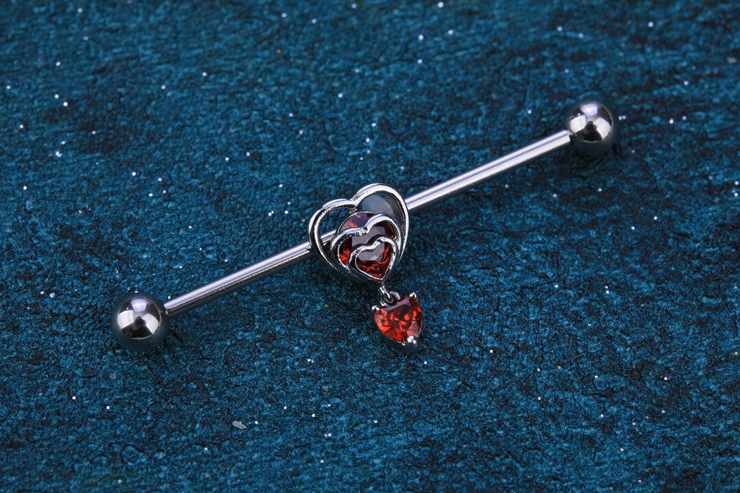 WOMEN INDUSTRIAL BARBELL - Heart Shape Industrial Barbell, Barbell Ear ...