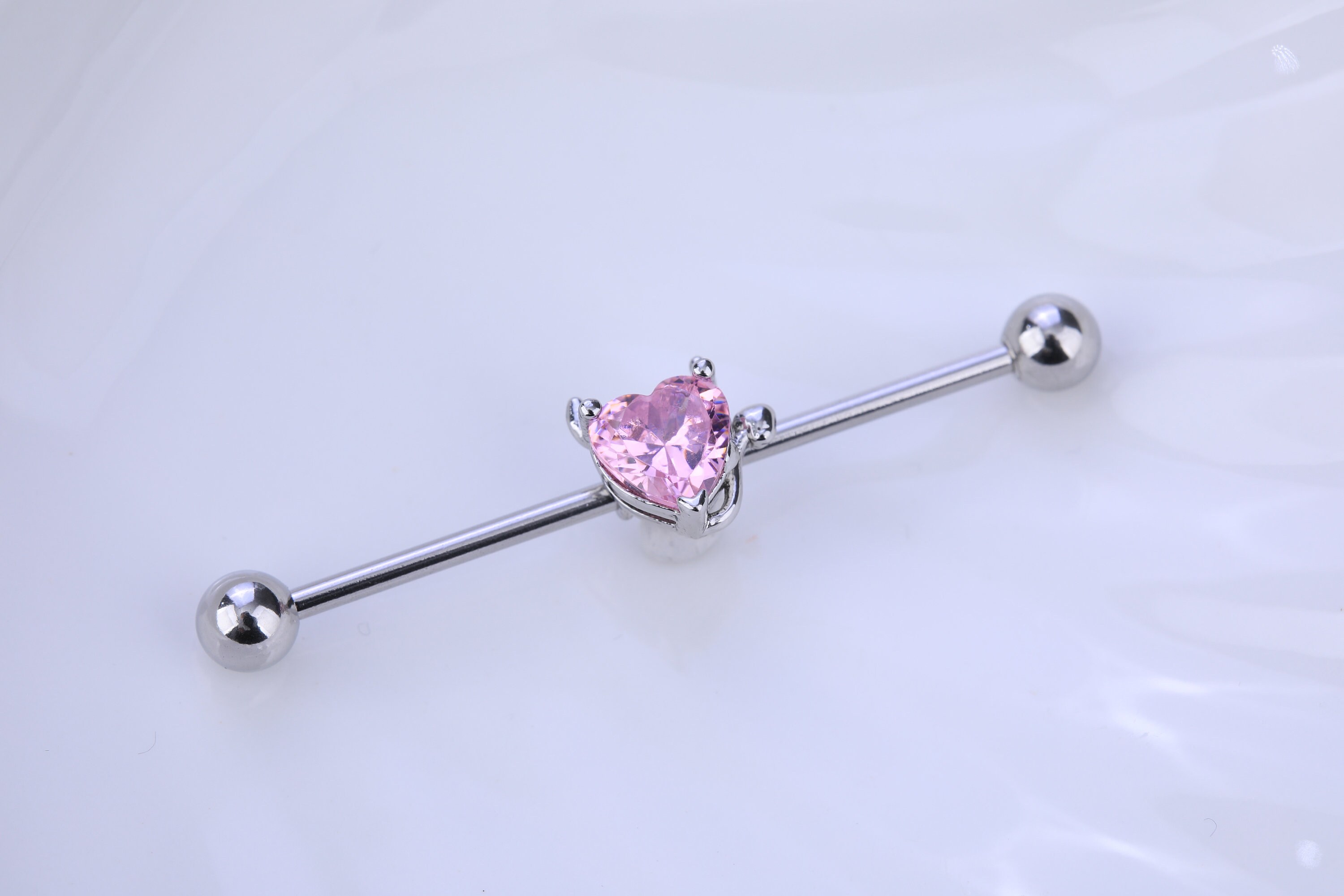 WOMEN INDUSTRIAL BARBELL Heart Shape Industrial Barbell, Barbell Ear Piercing, Cute Industrial ...
