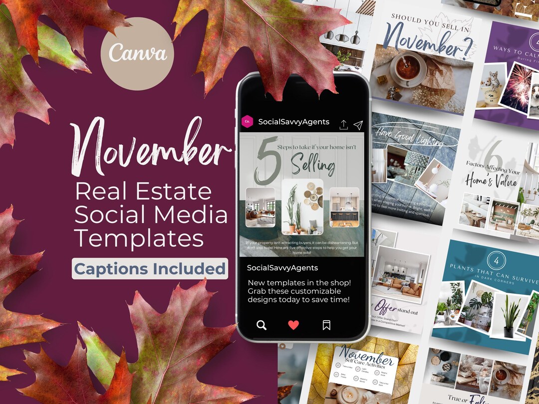 November Real Estate Agent Social Media Posts With Captions | Real ...