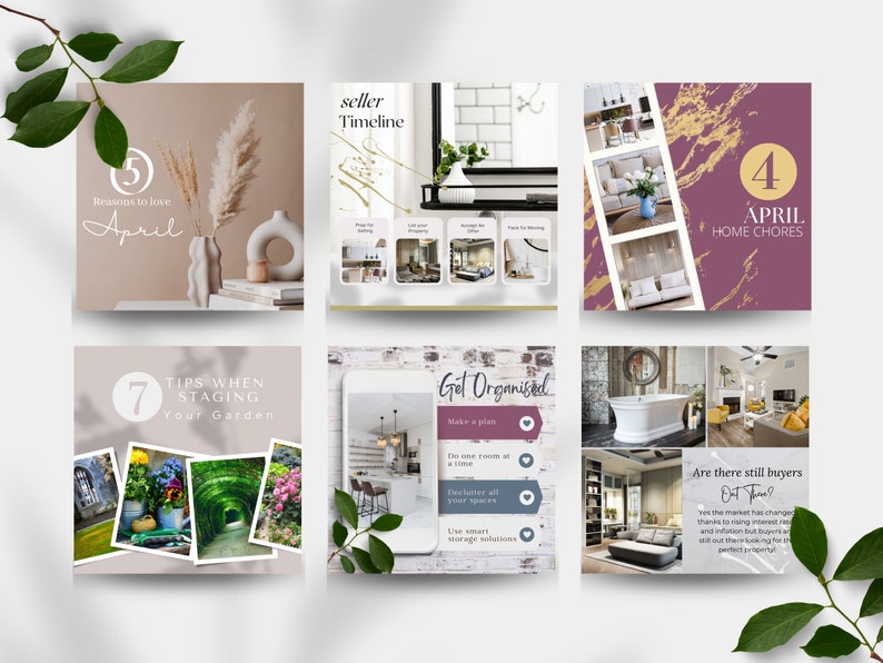 April Real Estate Agent Social Media Posts With Captions - Etsy