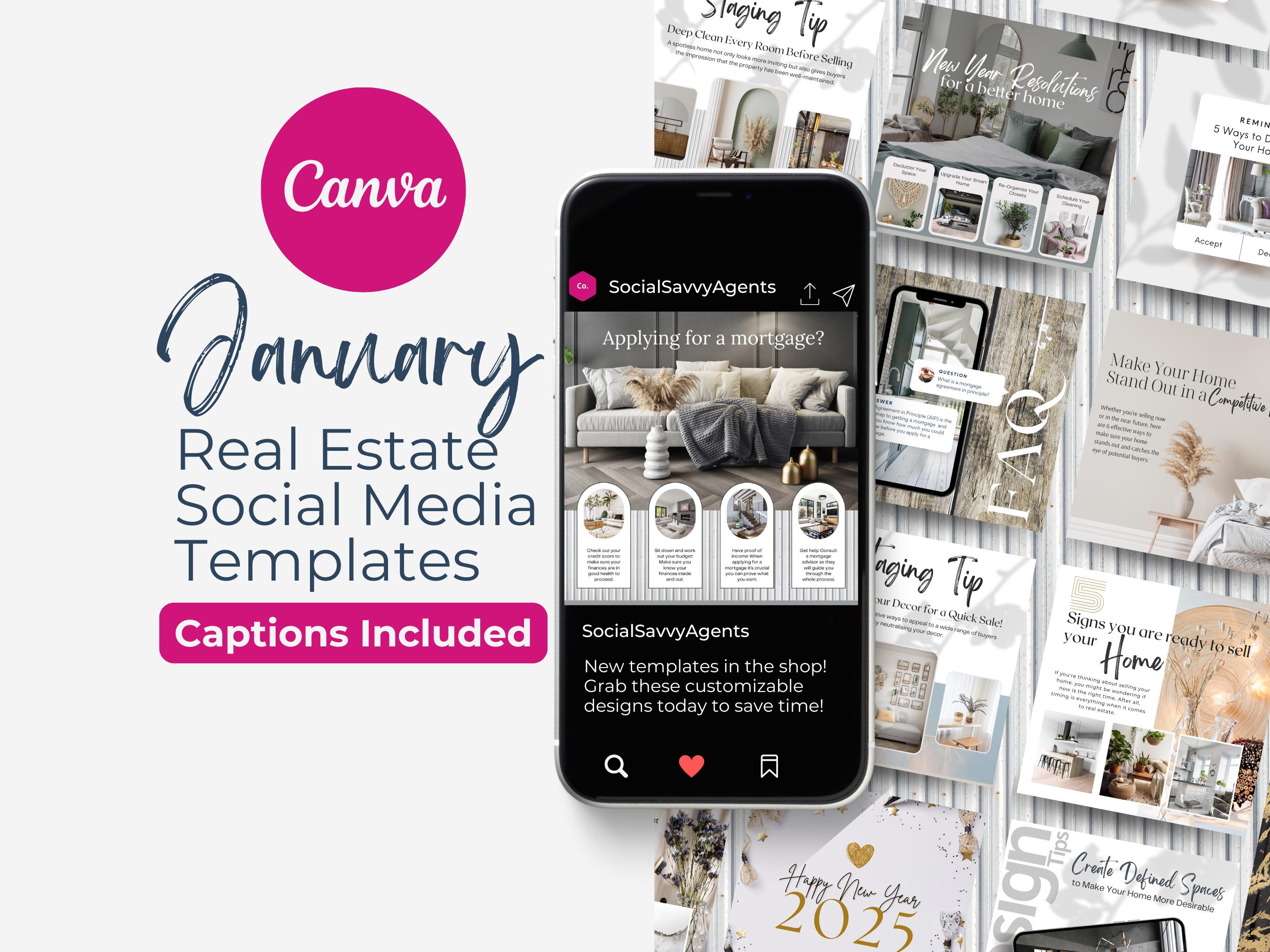 January Real Estate Agent Social Media Posts With Captions | Real ...