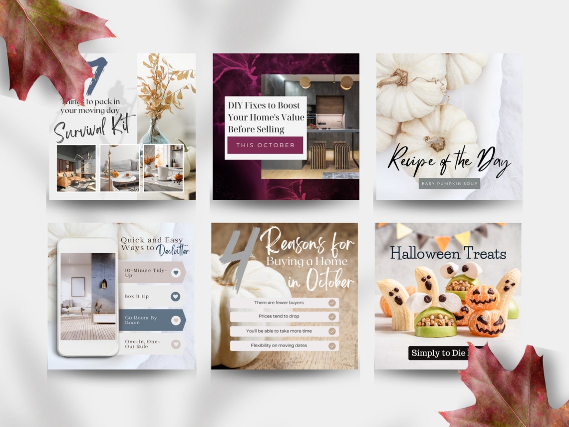 October Real Estate Agent Social Media Posts With Captions | Real ...