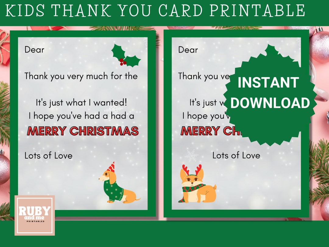 Printable Thank You Notes, Christmas Thank You Notes, Fill in the Blank ...