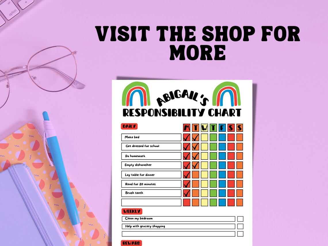 Printable Kids Chore Chart Chore Chart for Kids Family Chore - Etsy